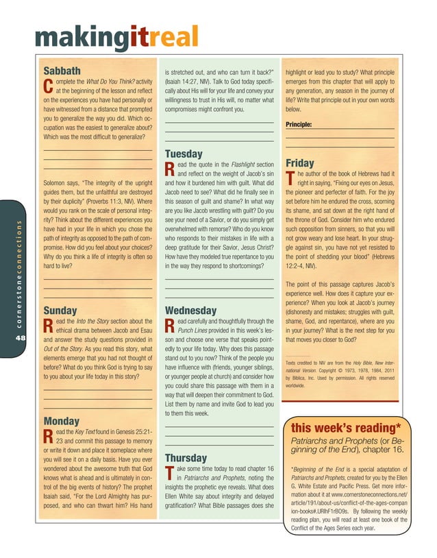 Lesson 11 | Cornerstone Connections | Sabbath School | PDF | Birth ...