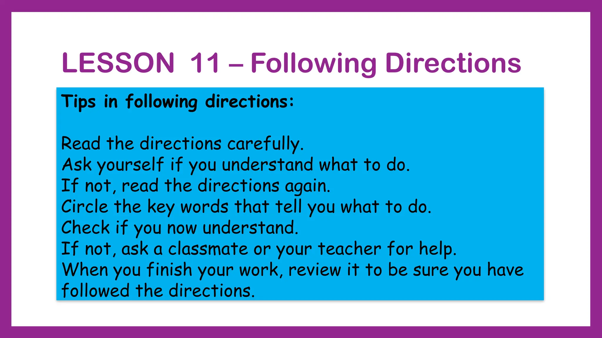Lesson 11-Following Directions-grade 2 powerpoint.pptx