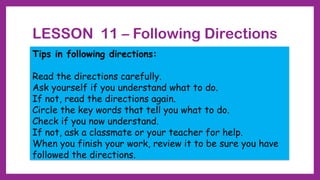 Lesson 11-Following Directions-grade 2 powerpoint.pptx