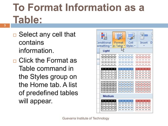 Lesson 11 Formatting Tables | PPTX | Desktop Publishing | Computer Software and Applications