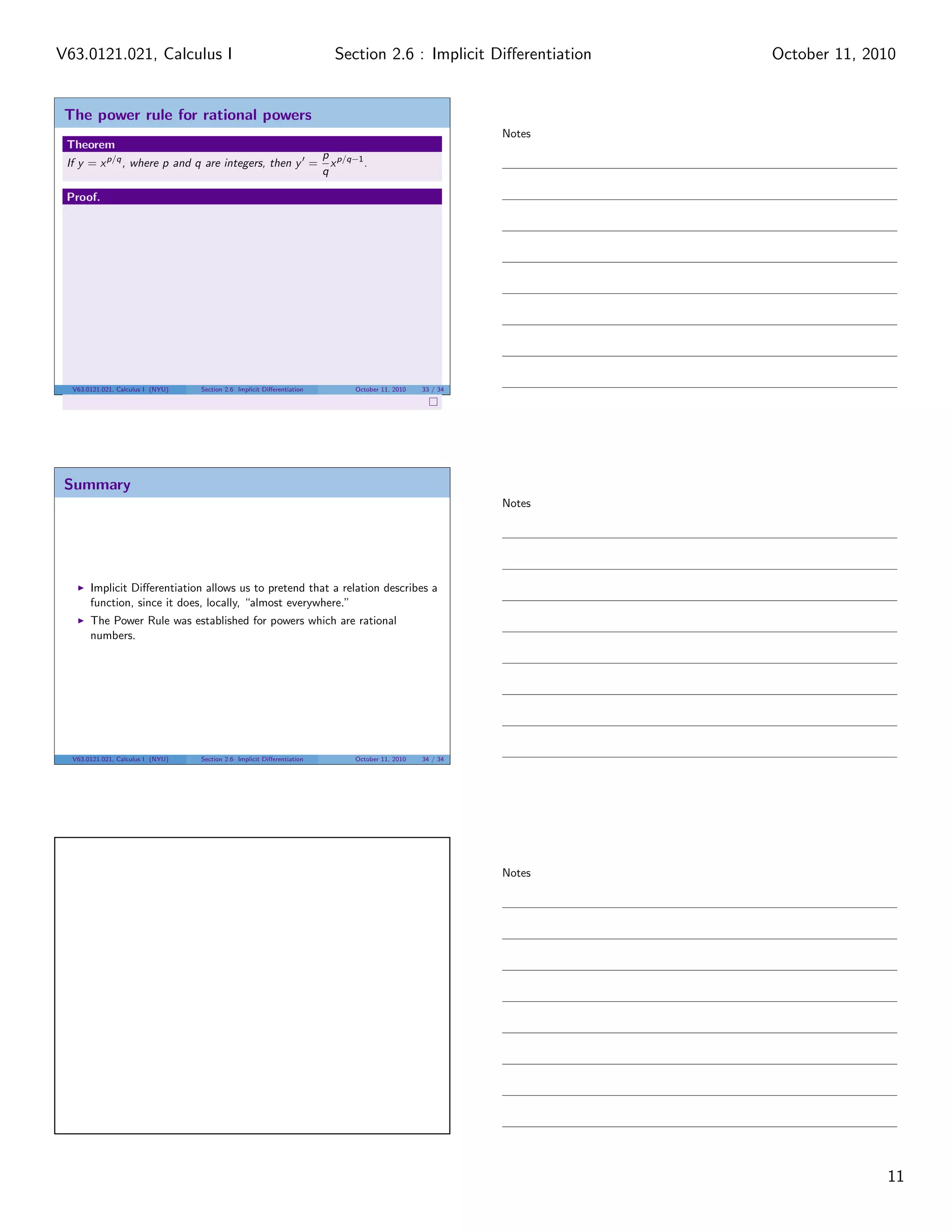Lesson 11: Implicit Differentiation (Section 21 handout) | PDF