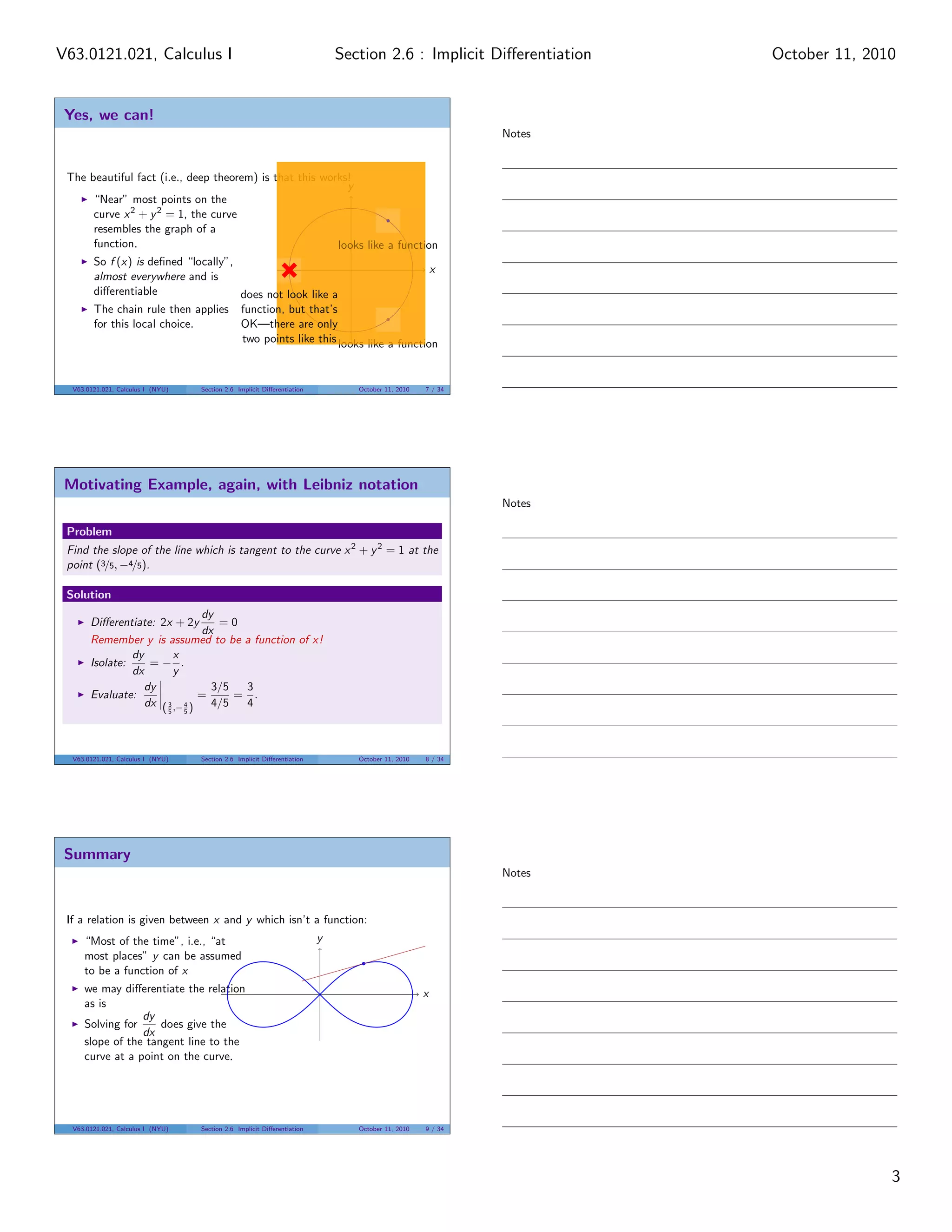 Lesson 11: Implicit Differentiation (Section 21 handout) | PDF