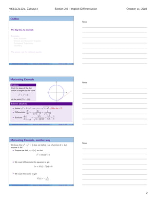 Lesson 11: Implicit Differentiation (Section 21 handout) | PDF