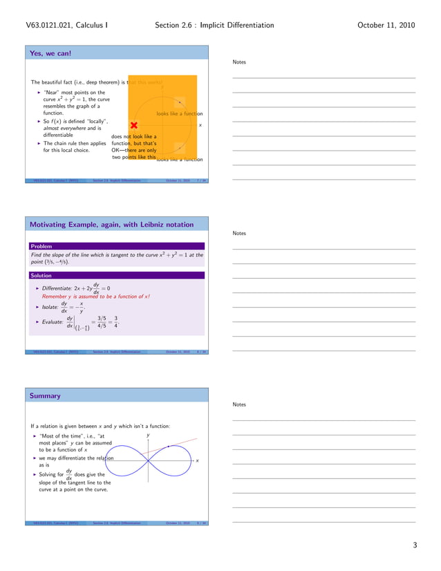 Lesson 11: Implicit Differentiation (Section 21 handout) | PDF