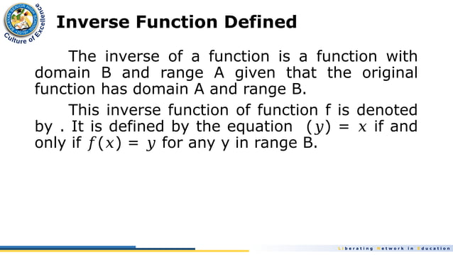 Lesson 11 - Inverse of One to one Function.pptx