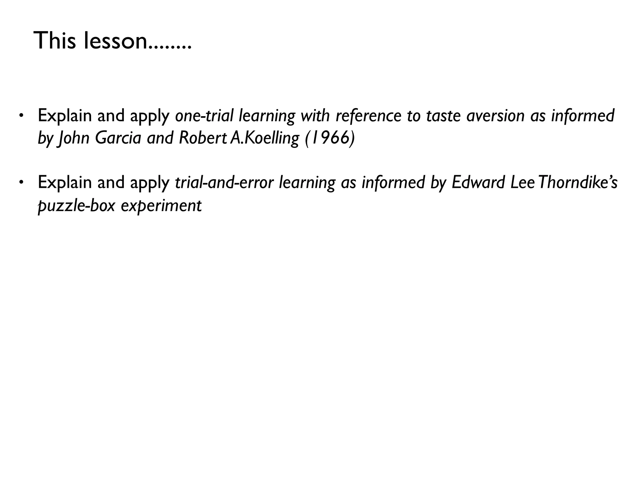 Lesson 11 one trial and trial error learning | KEY