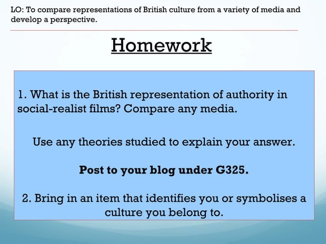 Tuesday 4th Feb - Representations of British Culture | PPT