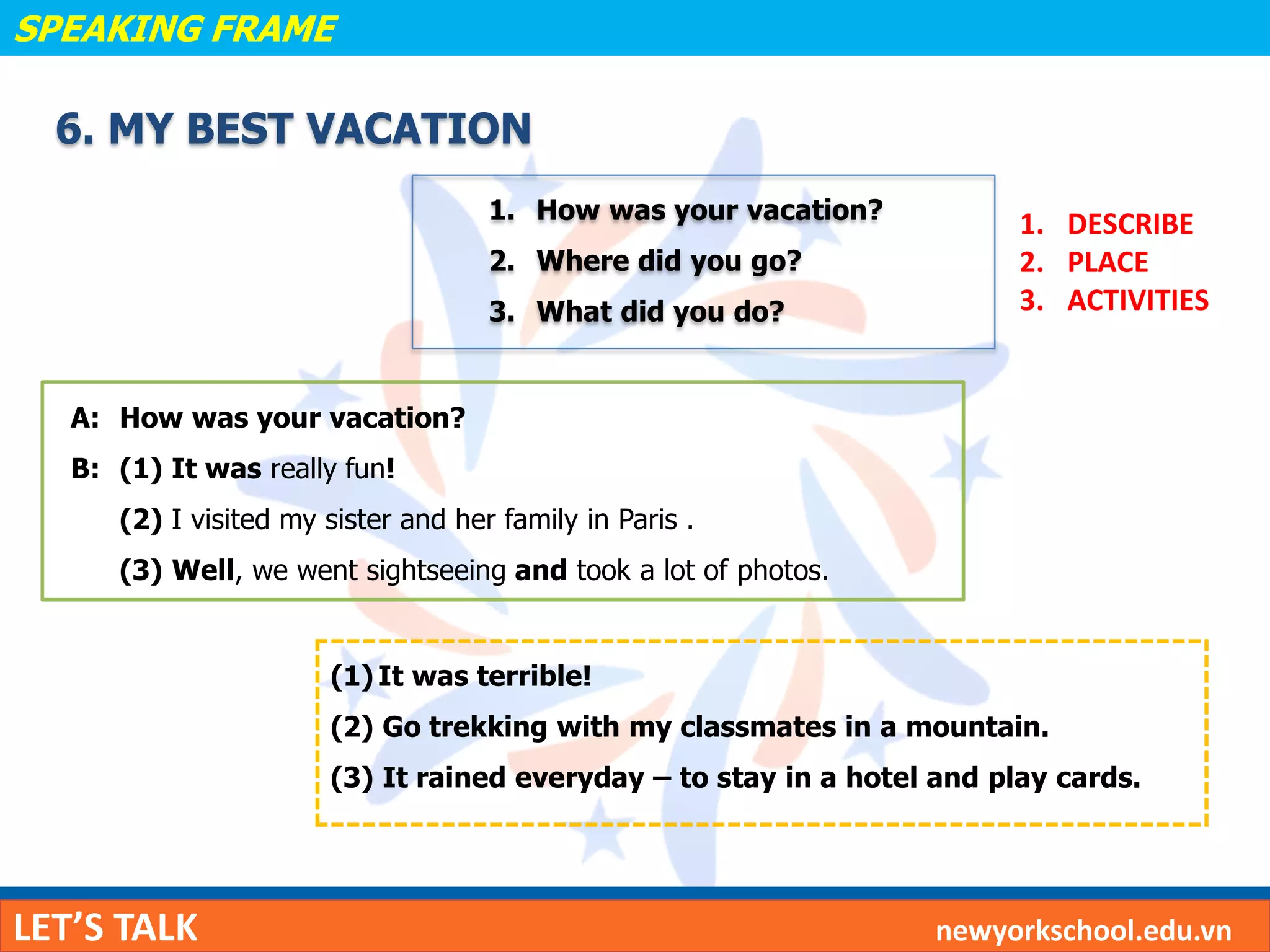 Lesson 11 review speaking frame 1 | PPT