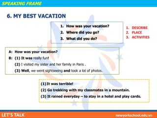 Lesson 11 review speaking frame 1 | PPT