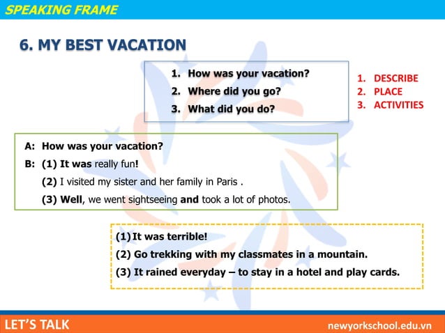 Lesson 11 review speaking frame 1 | PPT