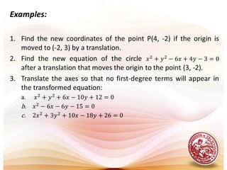 Lesson 11 translation of axes | PPT