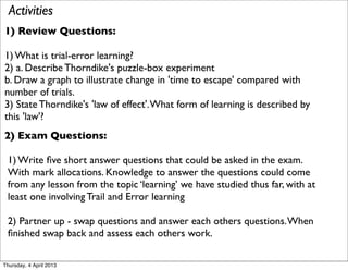 Lesson 11 trial error learning 2013 | PDF