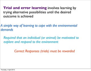 Lesson 11 trial error learning 2013 | PDF