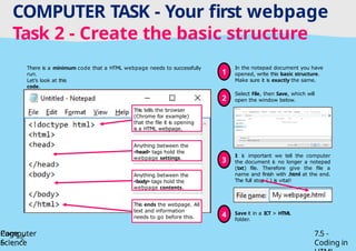 Year 8 Lesson 1 HTML Introduction GCSE OCR Computer science | PPTX