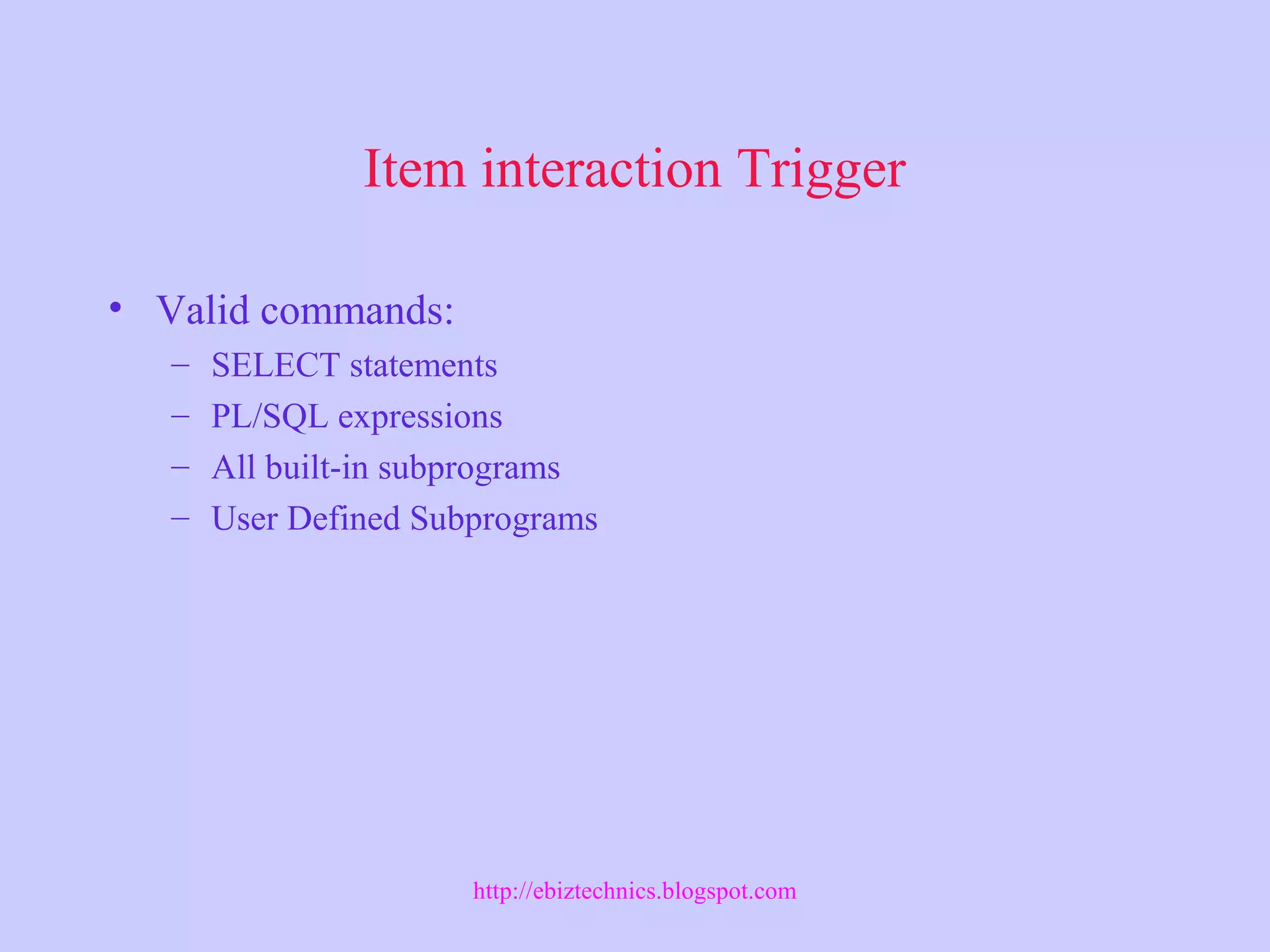 Oracle Forms Triggers Ppt
