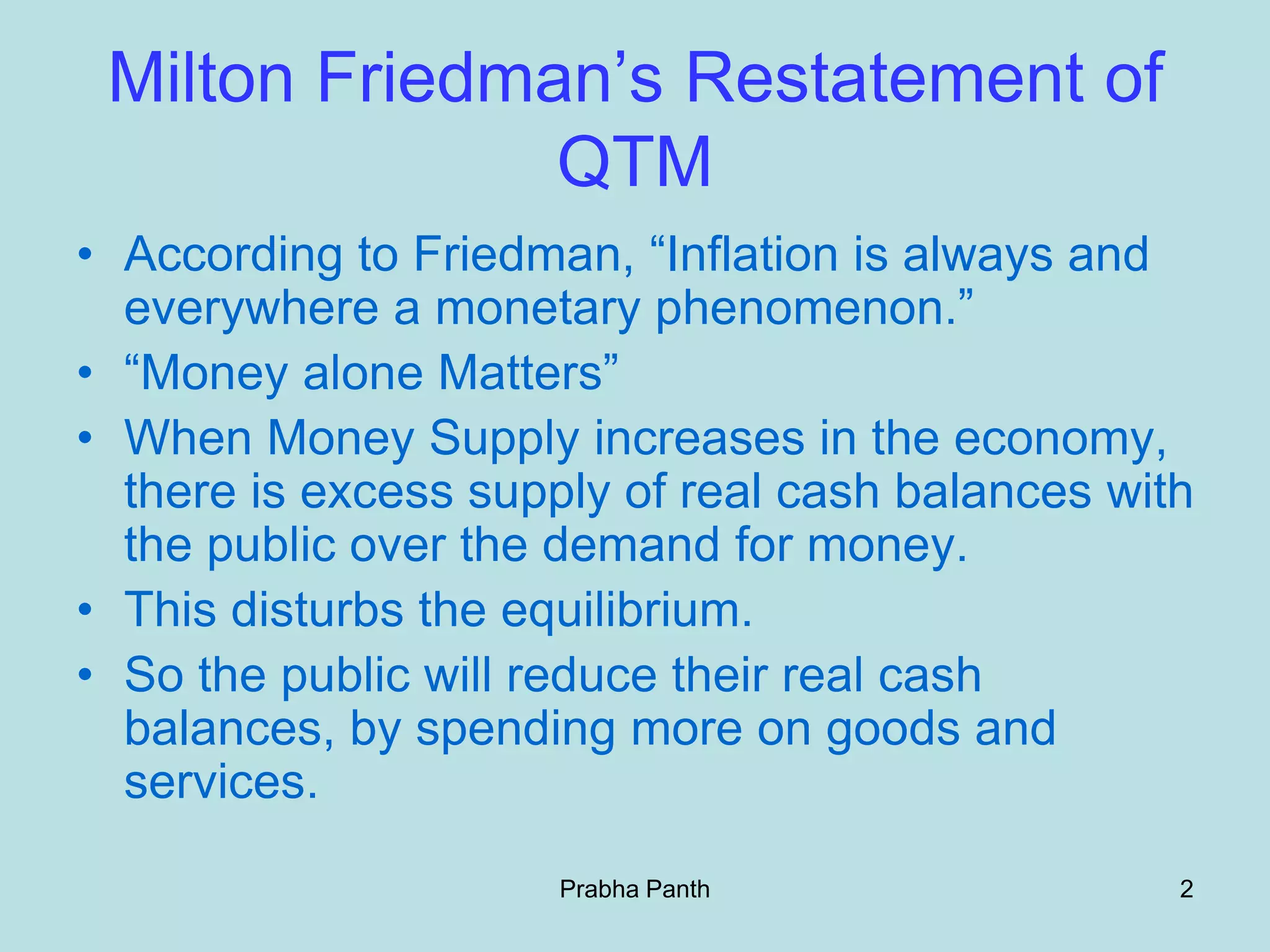 Monetarist theory of inflation | PPSX