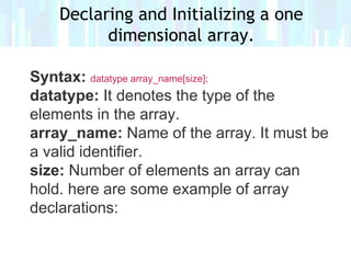Lesson 11 one dimensional array | PPTX