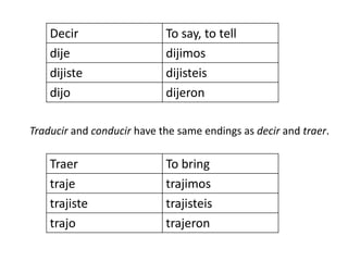 Lesson11 preterite irregulares | PPTX