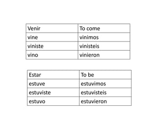Lesson11 preterite irregulares | PPTX