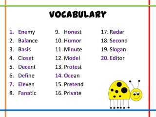 Lesson 11 words with vcv | PPT