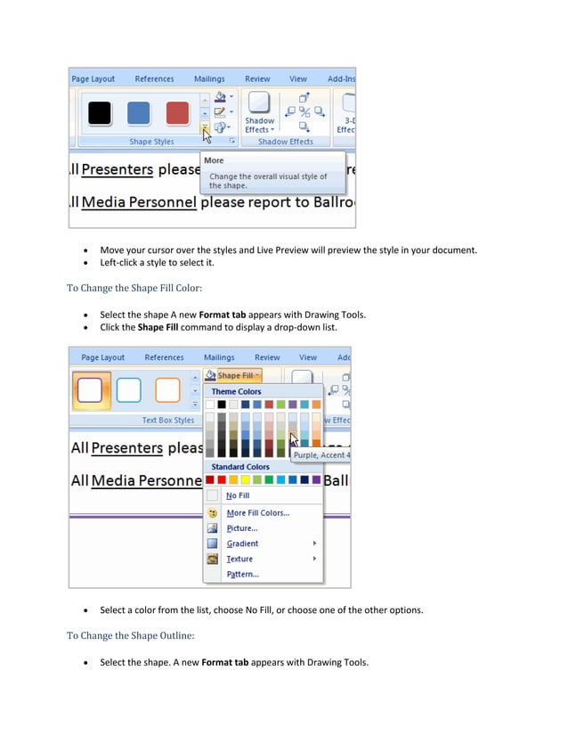 Word Lesson11 working with shapes | DOCX