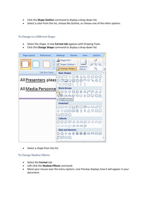 Word Lesson11 working with shapes | DOCX