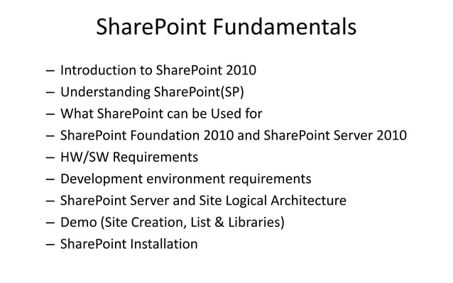 SharePoint Fundamentals (Lesson 1&2) | PPTX | Operating Systems | Computer Software and Applications
