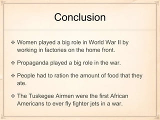 Lesson 12 africans americans, the homefront and women during world war ...