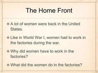 Lesson 12 africans americans, the homefront and women during world war ...