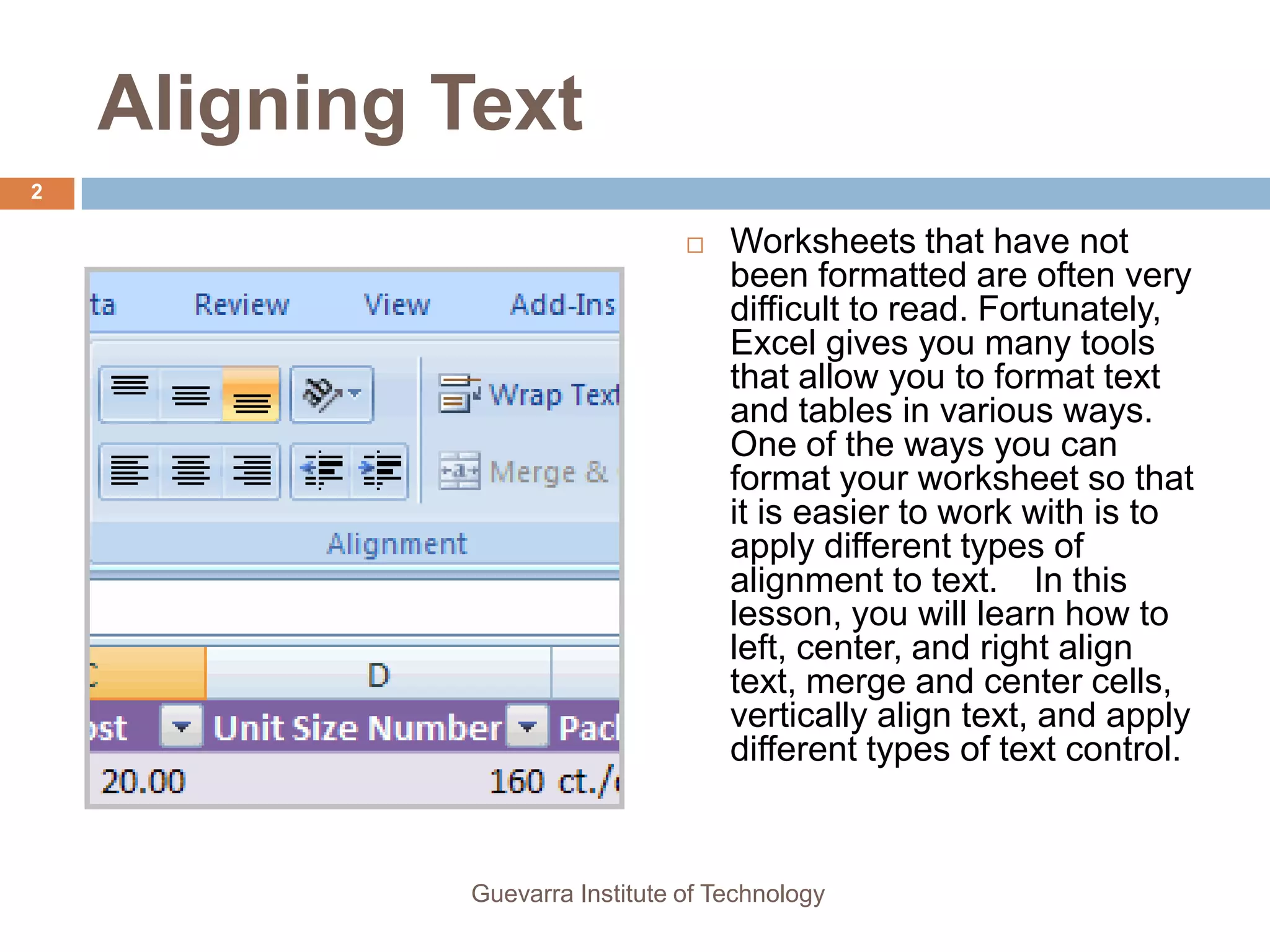 Lesson12 Aligning Text | PPT