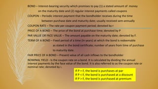 Lesson 12 definition of terms in relation to bonds | PPTX | Stocks and ...