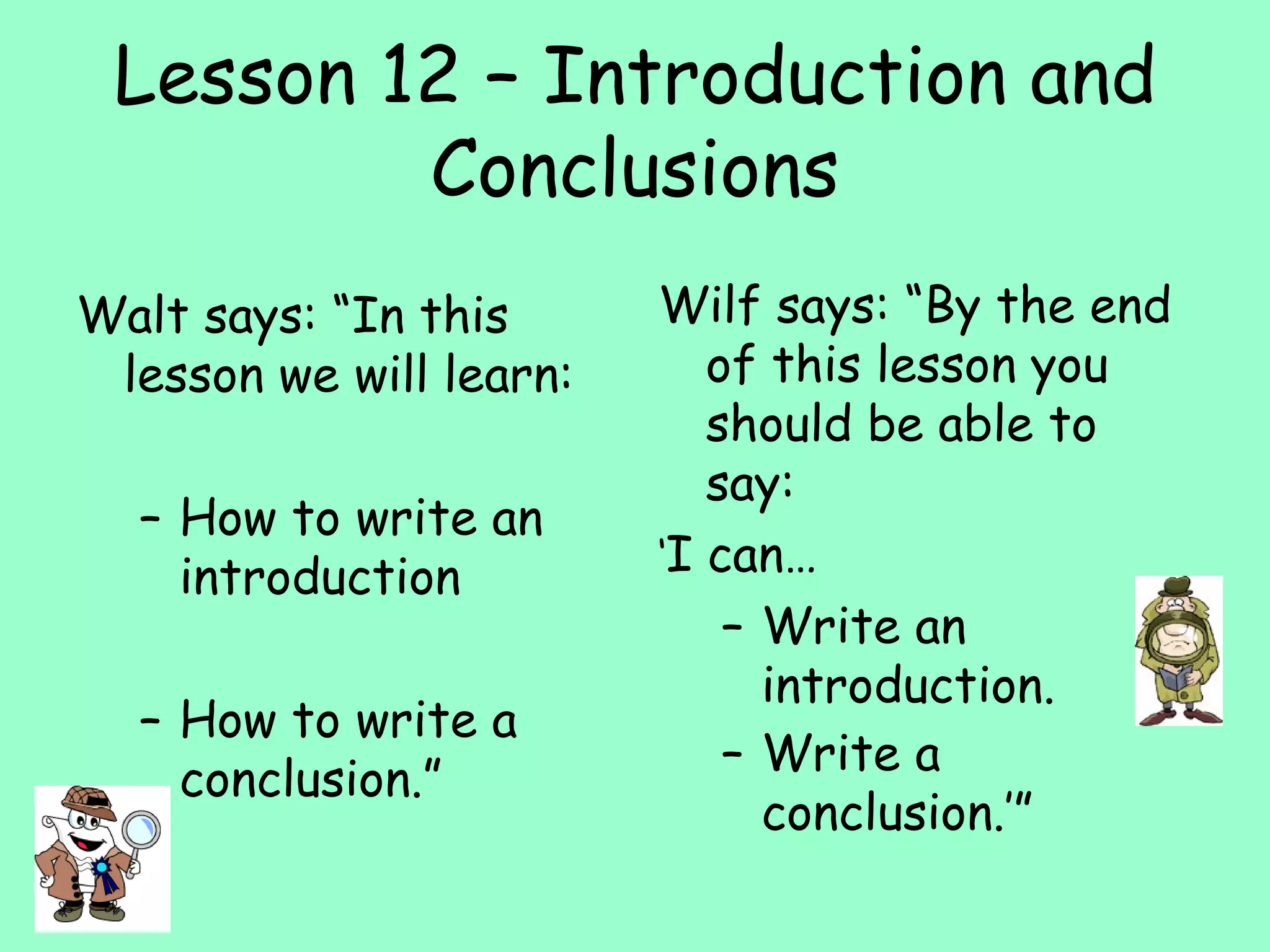 Lesson 12 Introductions and Conclusions | PPT