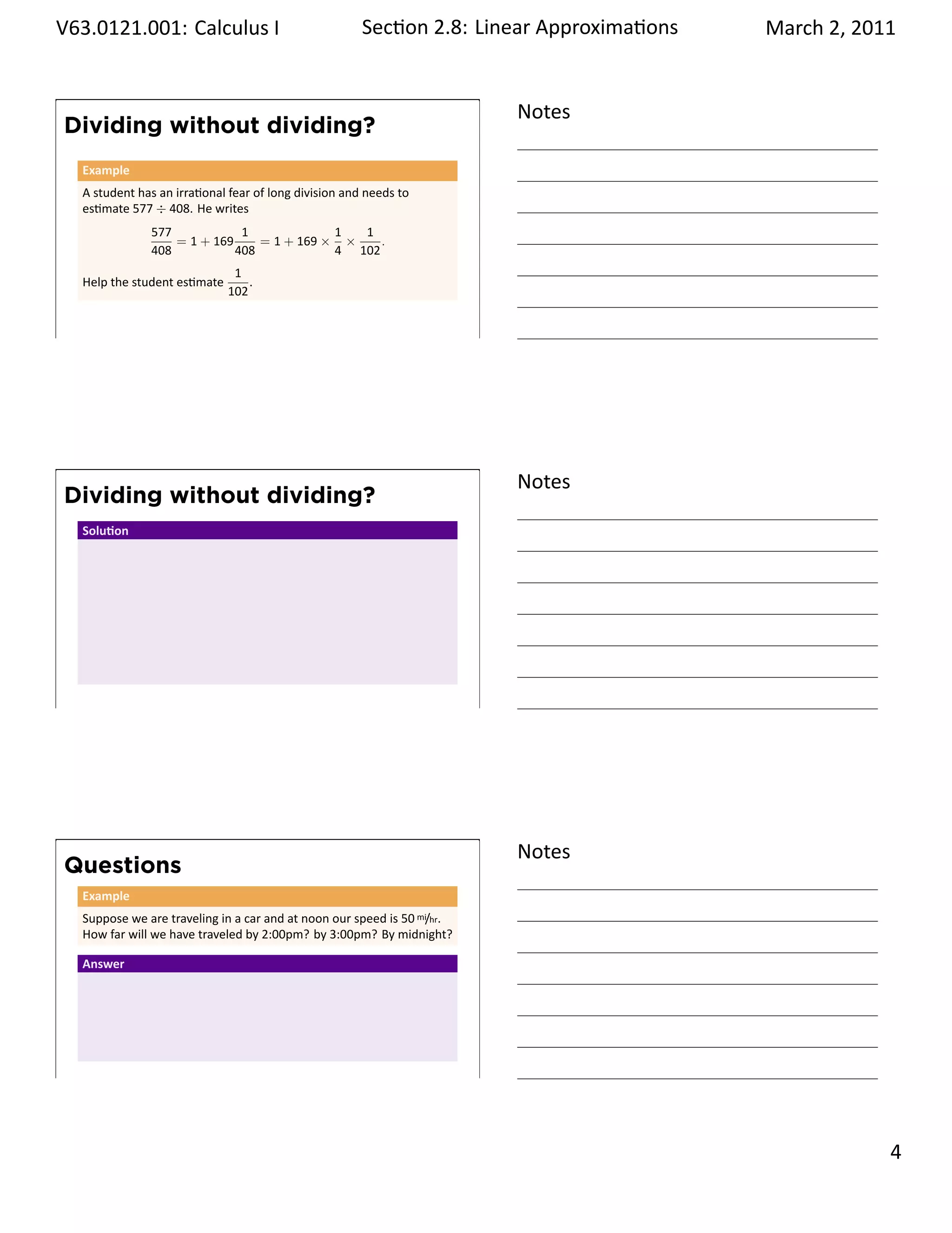 Lesson 12: Linear Approximations and Differentials (handout) | PDF