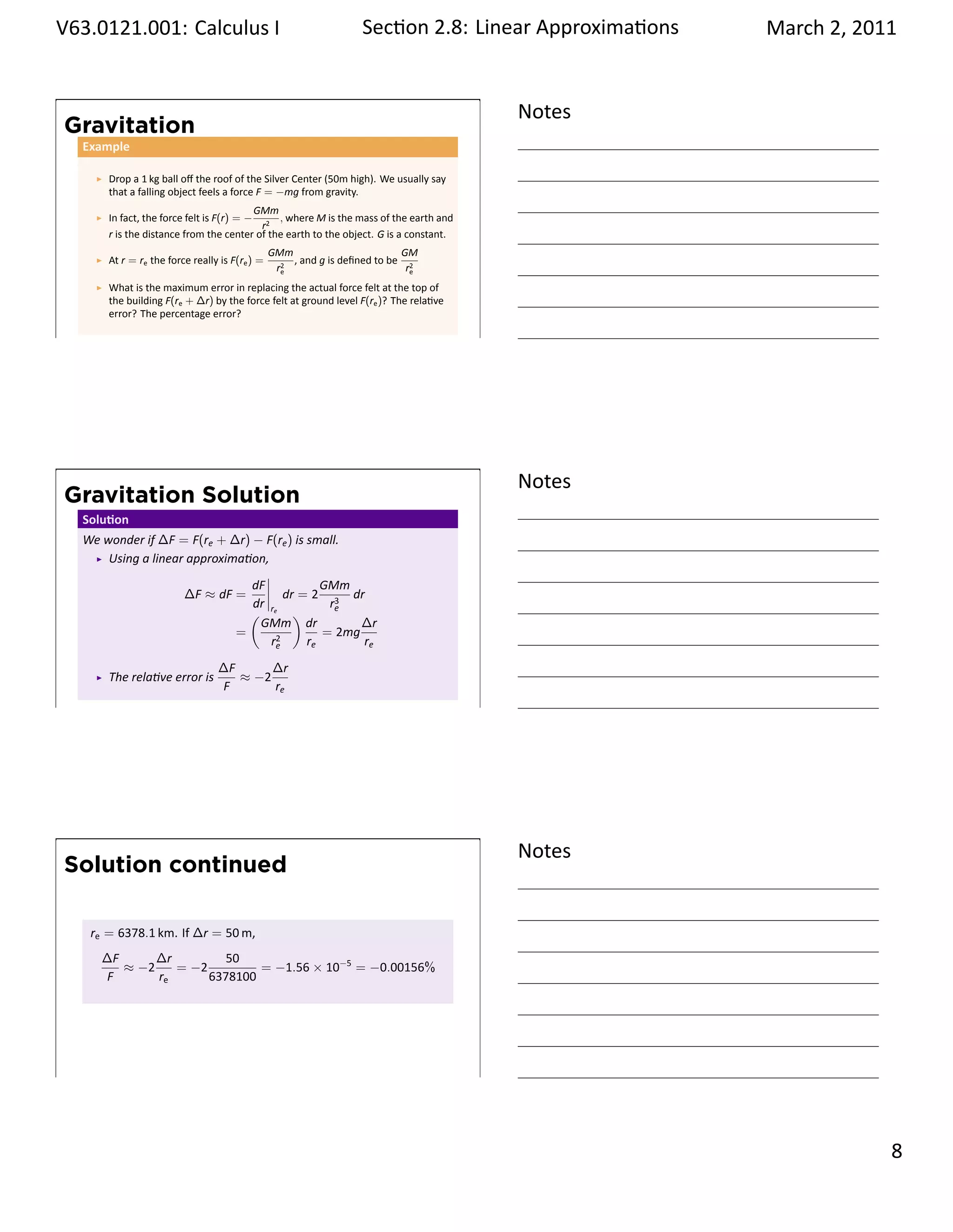 Lesson 12: Linear Approximations and Differentials (handout) | PDF