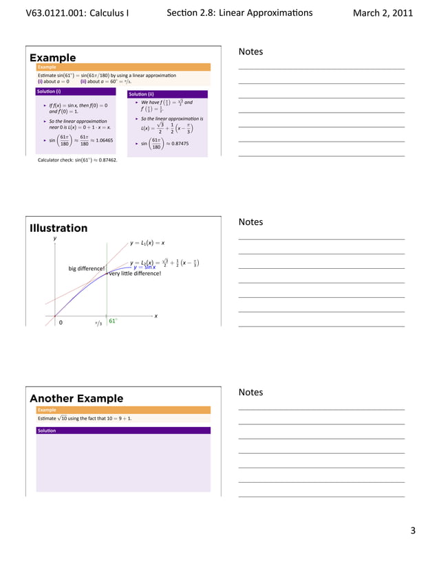 Lesson 12: Linear Approximations and Differentials (handout) | PDF