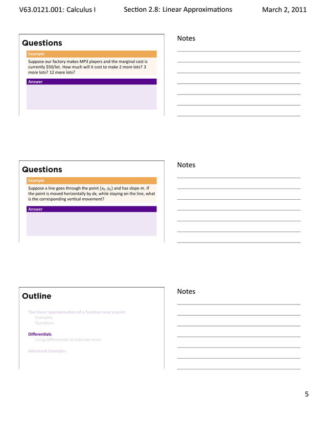 Lesson 12: Linear Approximations and Differentials (handout) | PDF