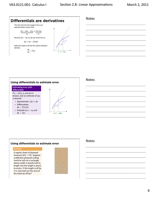 Lesson 12 Linear Approximations And Differentials Handout Pdf