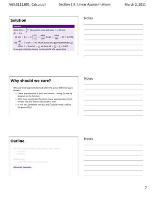 Lesson 12: Linear Approximations and Differentials (handout) | PDF