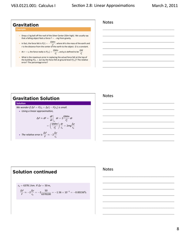 Lesson 12 Linear Approximations And Differentials Handout Pdf