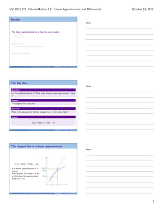 Lesson 12: Linear Approximation and Differentials (Section 21 handout) | PDF