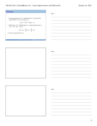 Lesson 12: Linear Approximation and Differentials (Section 21 handout) | PDF