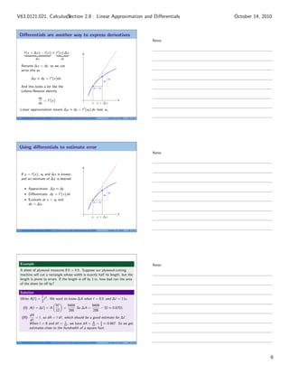 Lesson 12: Linear Approximation and Differentials (Section 21 handout) | PDF