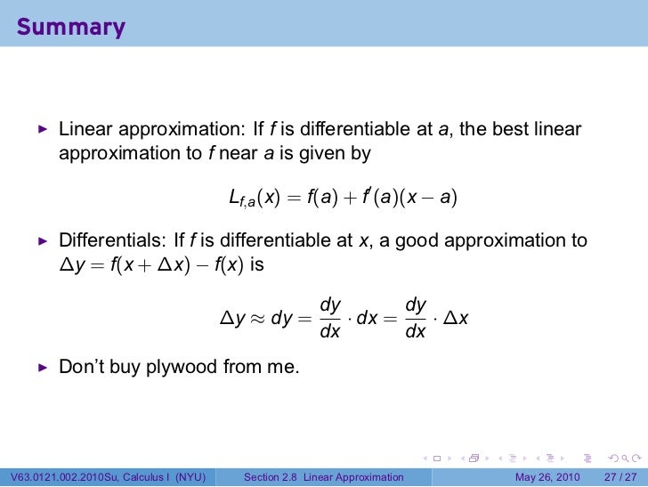 Lesson 12 Linear Approximation