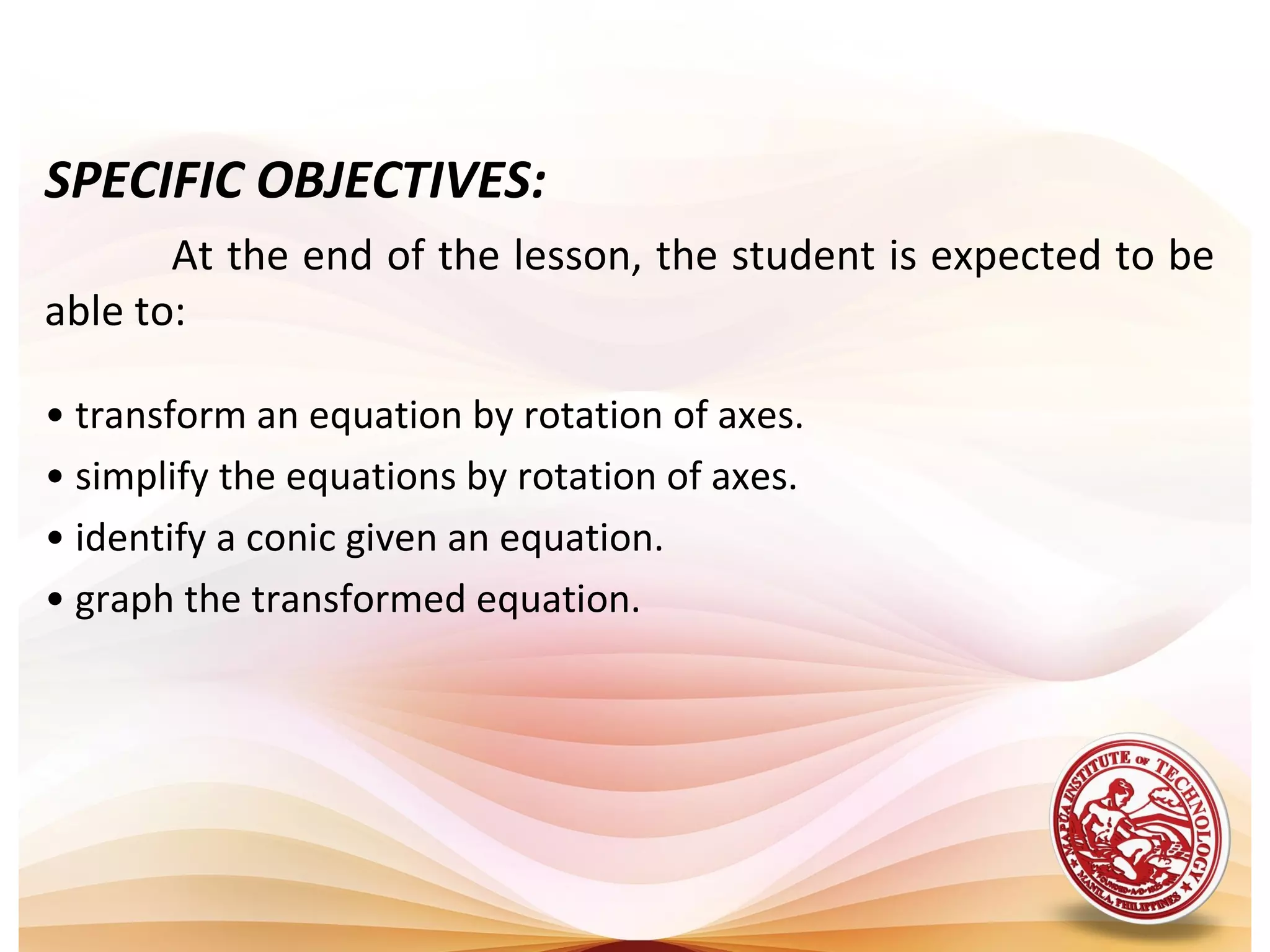 Lesson 12 rotation of axes | PPT