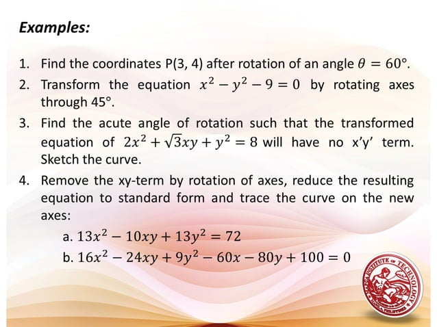 Lesson 12 rotation of axes | PPT