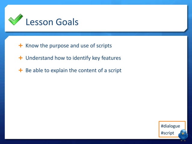 LO1 - Lesson 12 - Script | PPT