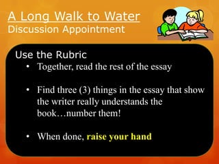 A Long Walk to Water: Lesson12 unit2 | PPTX