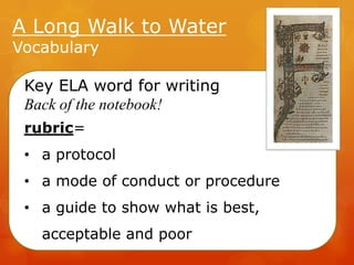 A Long Walk to Water: Lesson12 unit2 | PPTX