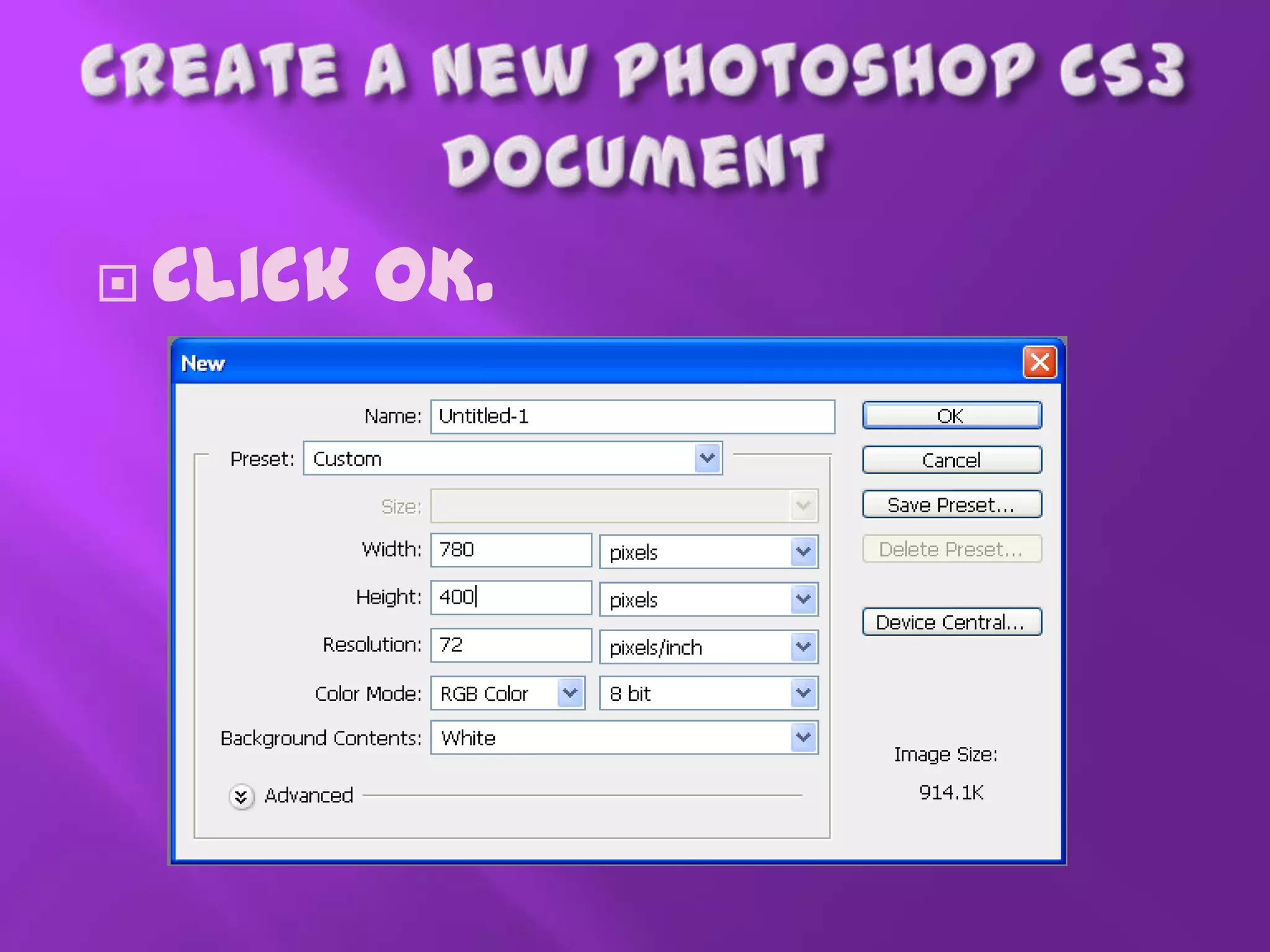 Adobe Photoshop Creating New Document | PPTX