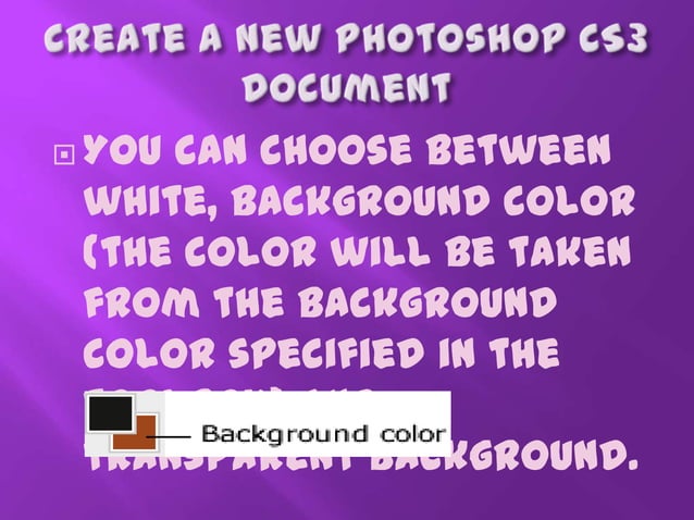 Adobe Photoshop Creating New Document | PPT